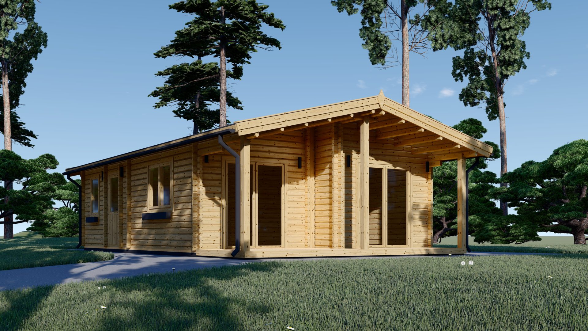 Dřevěná chata MEGAN (66 mm) 6m x 10m, 60 m²